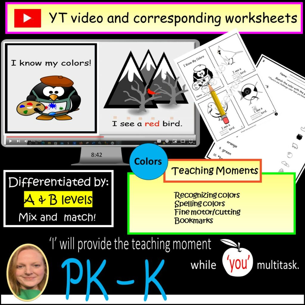 Colors mini-book & more Video & W.Sheets "I Know My Colors" - Made By ...