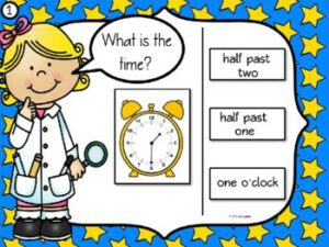TIME ON THE HOUR AND HALF PAST powerpoint game | Made By Teachers
