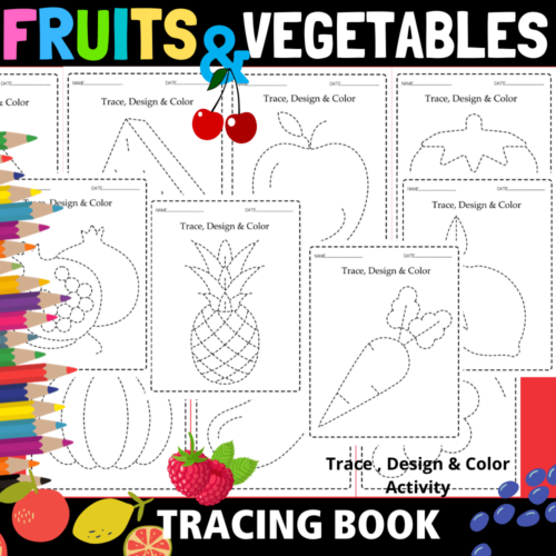 Fruits and vegetables tracing and coloring pages - Made By Teachers