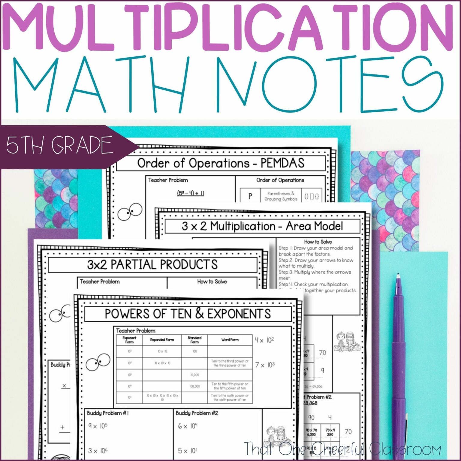 5th Grade Place Value, Multiplication, Exponents Math Notes | Made By ...