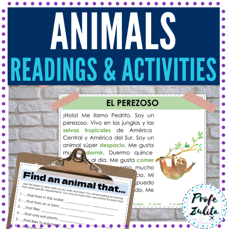 Animals in Spanish Gallery Walk Readings & Activities | Made By Teachers