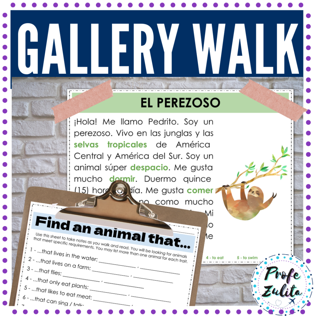 Animals in Spanish Gallery Walk Readings & Activities - Made By Teachers