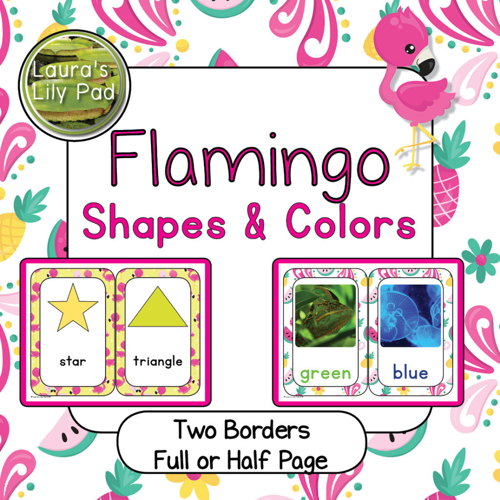 Flamingo Theme Colors and Shapes Signs - Made By Teachers