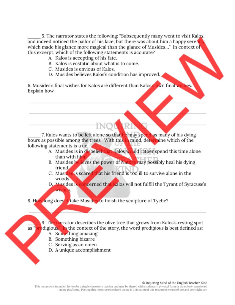 "The Tree" by H.P. Lovecraft Close Reading Analysis Worksheet | Made By ...