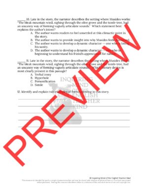 "The Tree" by H.P. Lovecraft Close Reading Analysis Worksheet | Made By ...