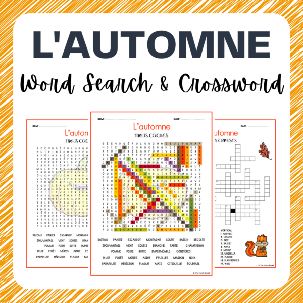 FRENCH L'automne / Fall Word Search & Crossword Activities - Made By ...