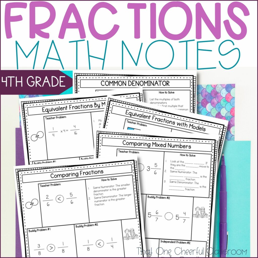 4th Grade Equivalent & Comparing Fractions and Mixed Numbers Guided ...