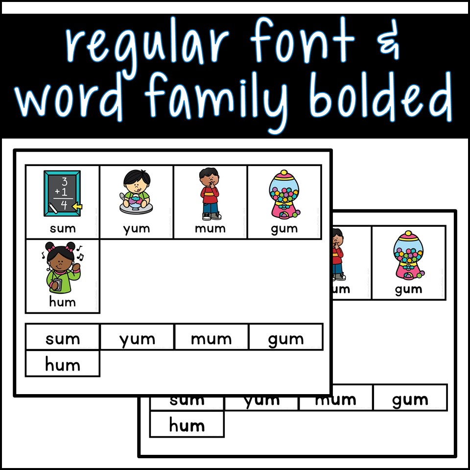 CVC Word Family Activity Centers for um Word Family | Made By Teachers