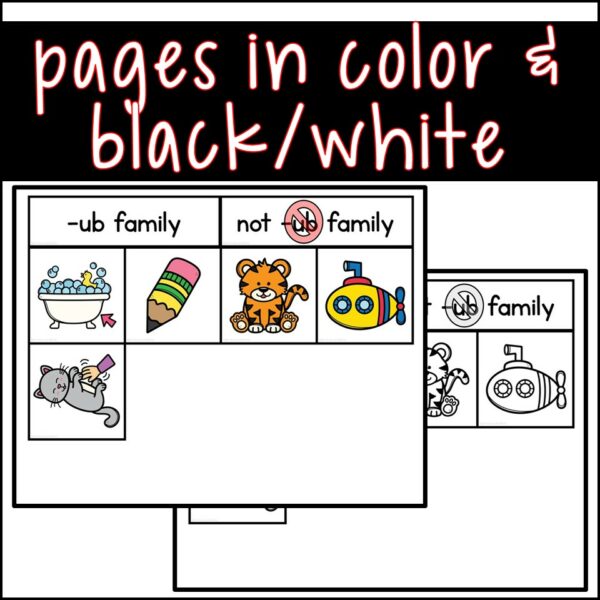 CVC Word Family Activity Centers for ub Word Family - Made By Teachers