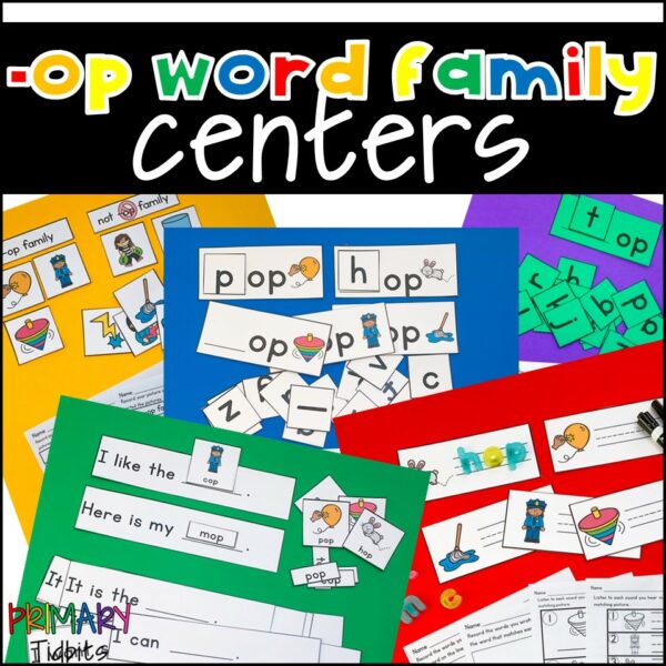 CVC Word Family Activity Centers for op Word Family - Made By Teachers