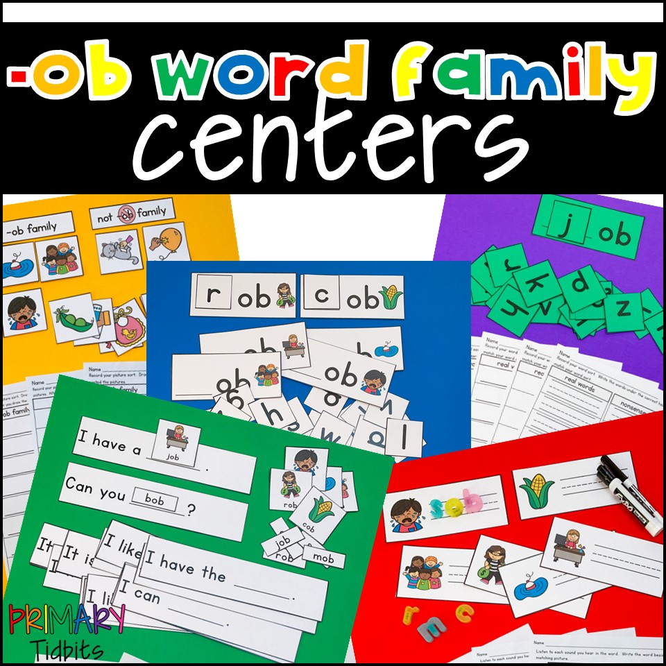 CVC Word Family Activity Centers for ob Word Family | Made By Teachers