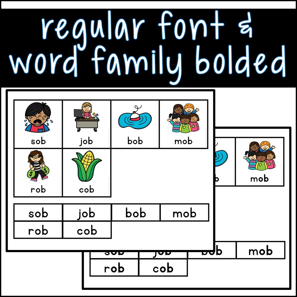 CVC Word Family Activity Centers for ob Word Family | Made By Teachers