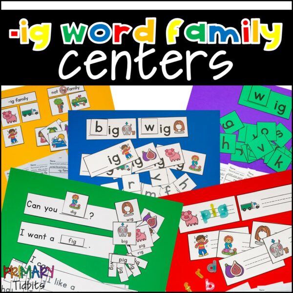 CVC Word Family Activity Centers for ig Word Family - Made By Teachers