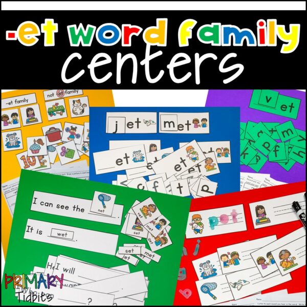 CVC Word Family Activity Centers for et Word Family | Made By Teachers
