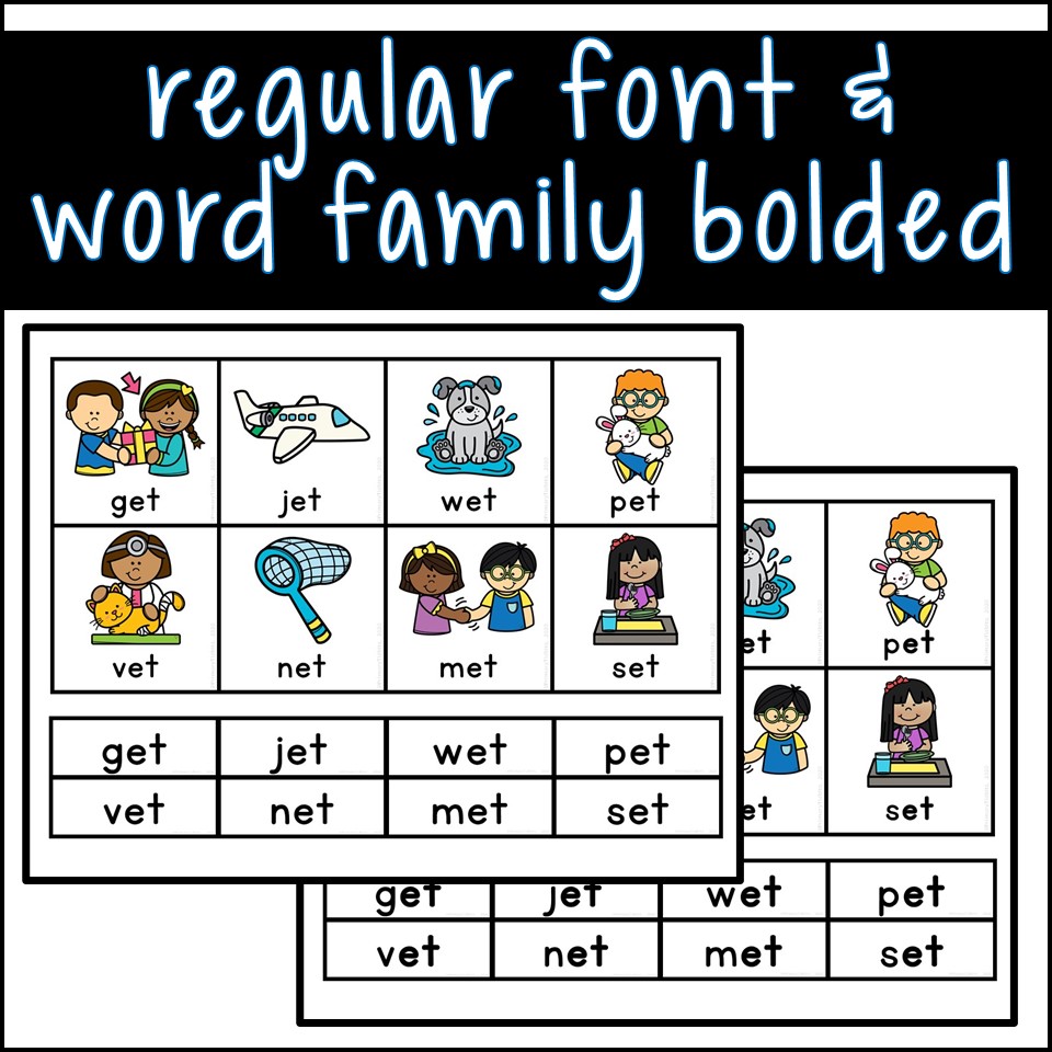 CVC Word Family Activity Centers for et Word Family | Made By Teachers