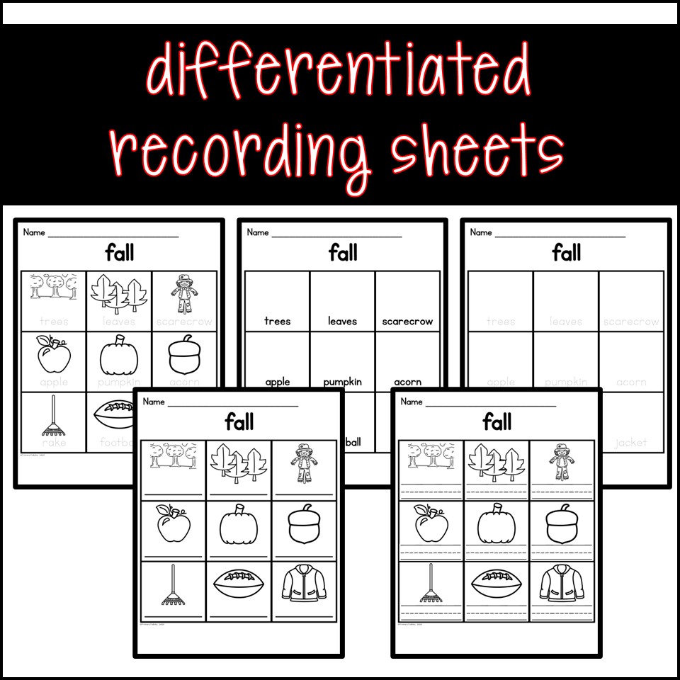 Fall Words Writing Center with Differentiated Activities | Made By Teachers