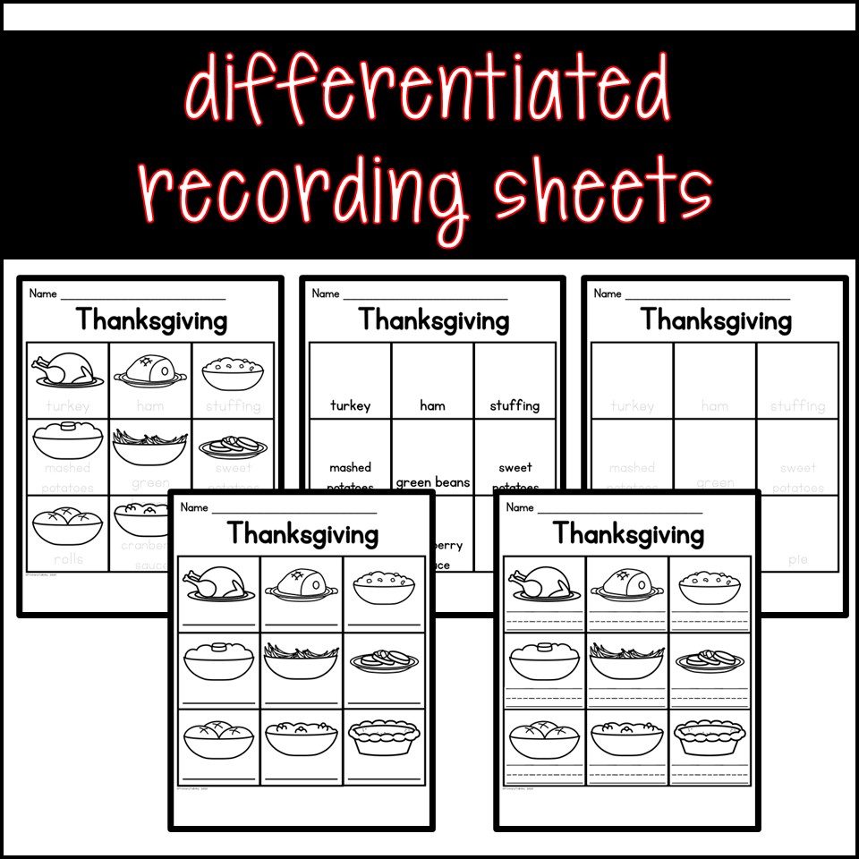 Thanksgiving Writing Center with Differentiated Activities | Made By ...