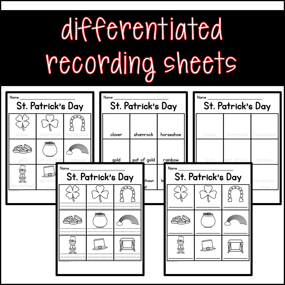 St. Patrick's Day Writing Center with Differentiated Activities - Made ...