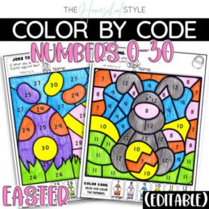Easter Color by Number Recognition Practice Worksheets Editable - Made ...