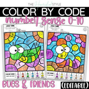Insects, Bugs and Friends Color by Number Sense (Subitizing) Editable ...