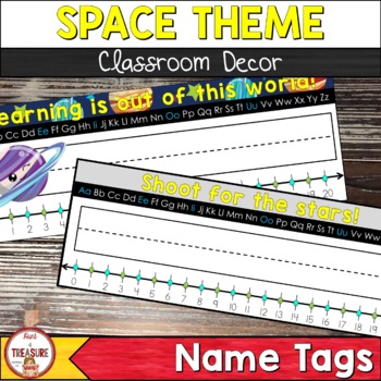 Space Theme Classroom Decor Desk Name Tags | Editable - Made By Teachers