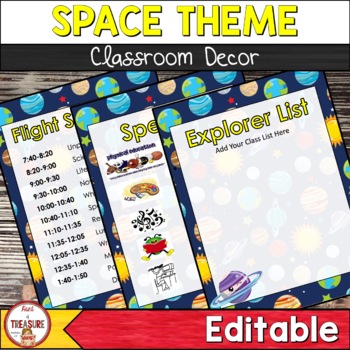 Space Theme Classroom Decor | Class List and Editable Schedule - Made ...