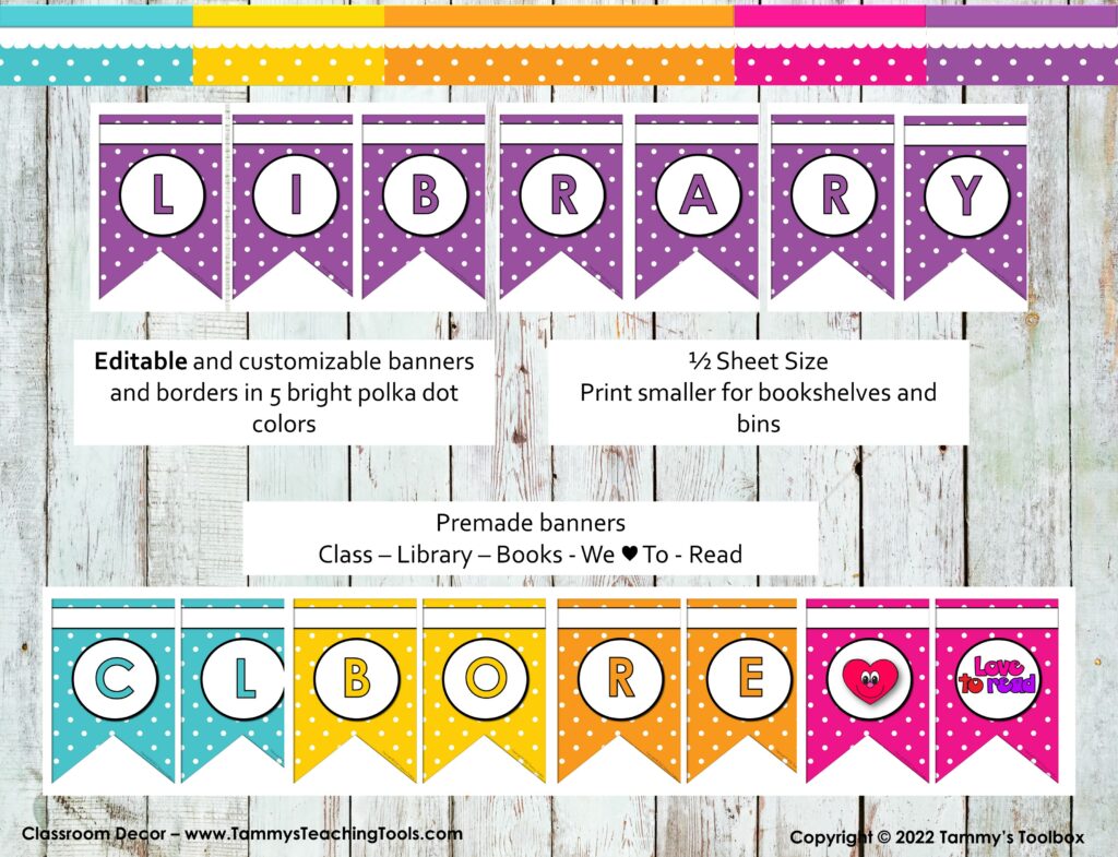 Classroom Library Genre Posters and Book Care In Polka Dots | Made By ...