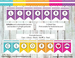 Classroom Library Genre Posters and Book Care In Polka Dots | Made By ...