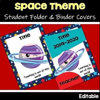 Space Theme Classroom Decor Student Binder Covers | Editable - Made By ...