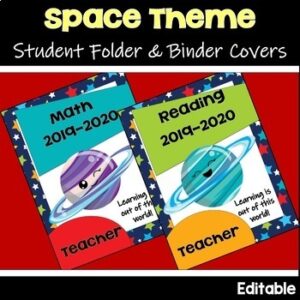 Space Theme Classroom Decor Student Binder Covers | Editable - Made By ...