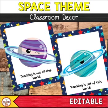 Space Theme Classroom Decor Teacher Binder Covers | Editable - Made By ...