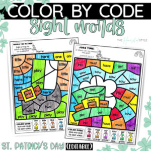 St. Patrick's Day March Color by Sight Word Practice Editable ...