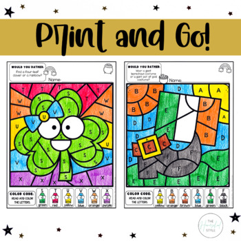 St. Patrick's Day March Color by Letter Color by Code Editable ...