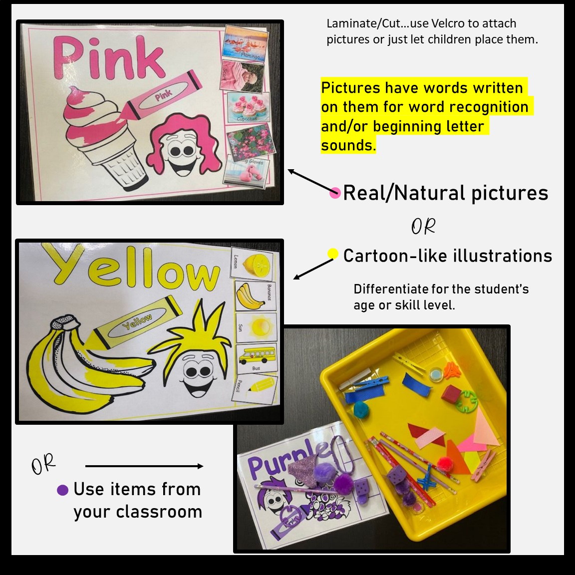 Color Sorting Mats w/words & Extras PK-1st | Made By Teachers