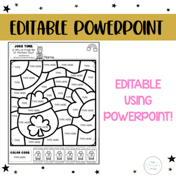 St. Patrick's Day March Color by Number Color by Code Editable ...