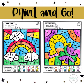 St. Patrick's Day March Color by Number Color by Code Editable ...