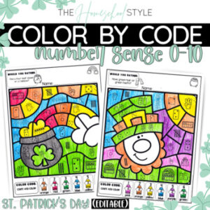 St. Patrick's Day March Color by Number Sense Editable | Made By Teachers