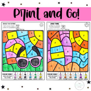 Summer Coloring Pages Color by Letter Recognition Practice Editable ...