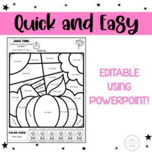 Fall Math Color by Number Recognition Practice Activities Editable ...