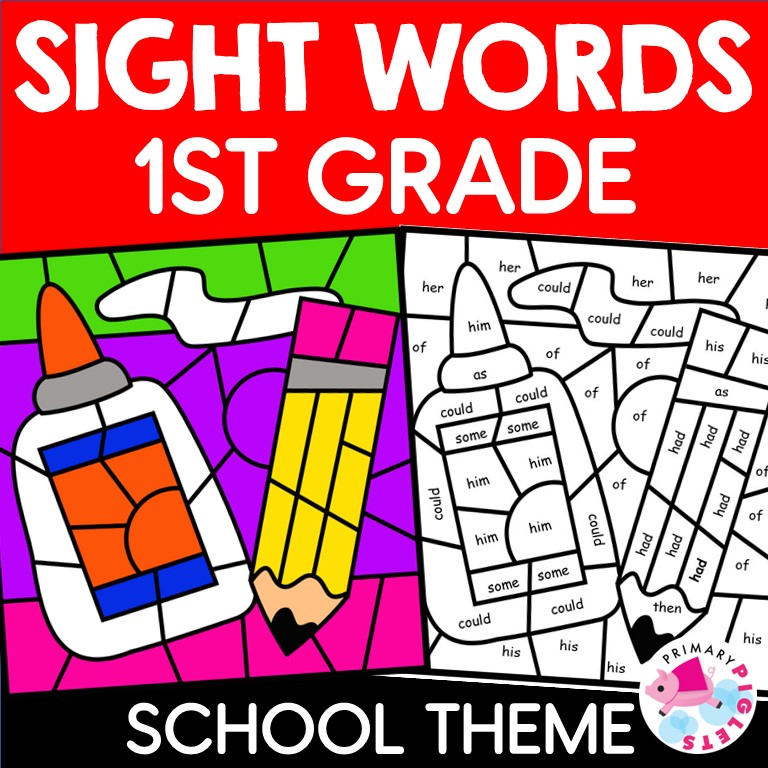 COLOR BY CODE SIGHT WORDS BACK TO SCHOOL PREPRIMER PRIMER 1ST GRADE ...
