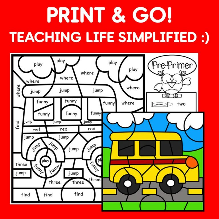 COLOR BY CODE SIGHT WORDS BACK TO SCHOOL PREPRIMER PRIMER 1ST GRADE ...