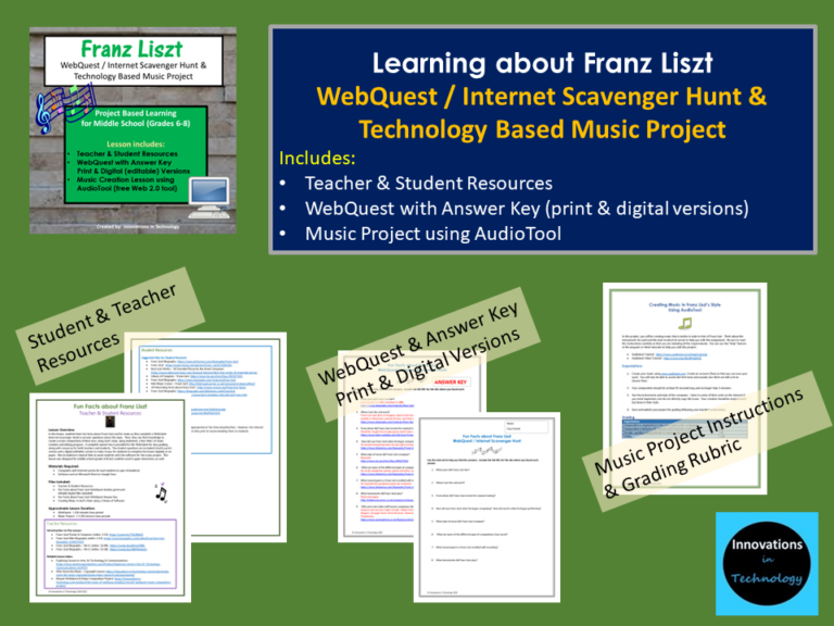 Music of Franz Liszt - WebQuest & Music Composition Project | Made By ...
