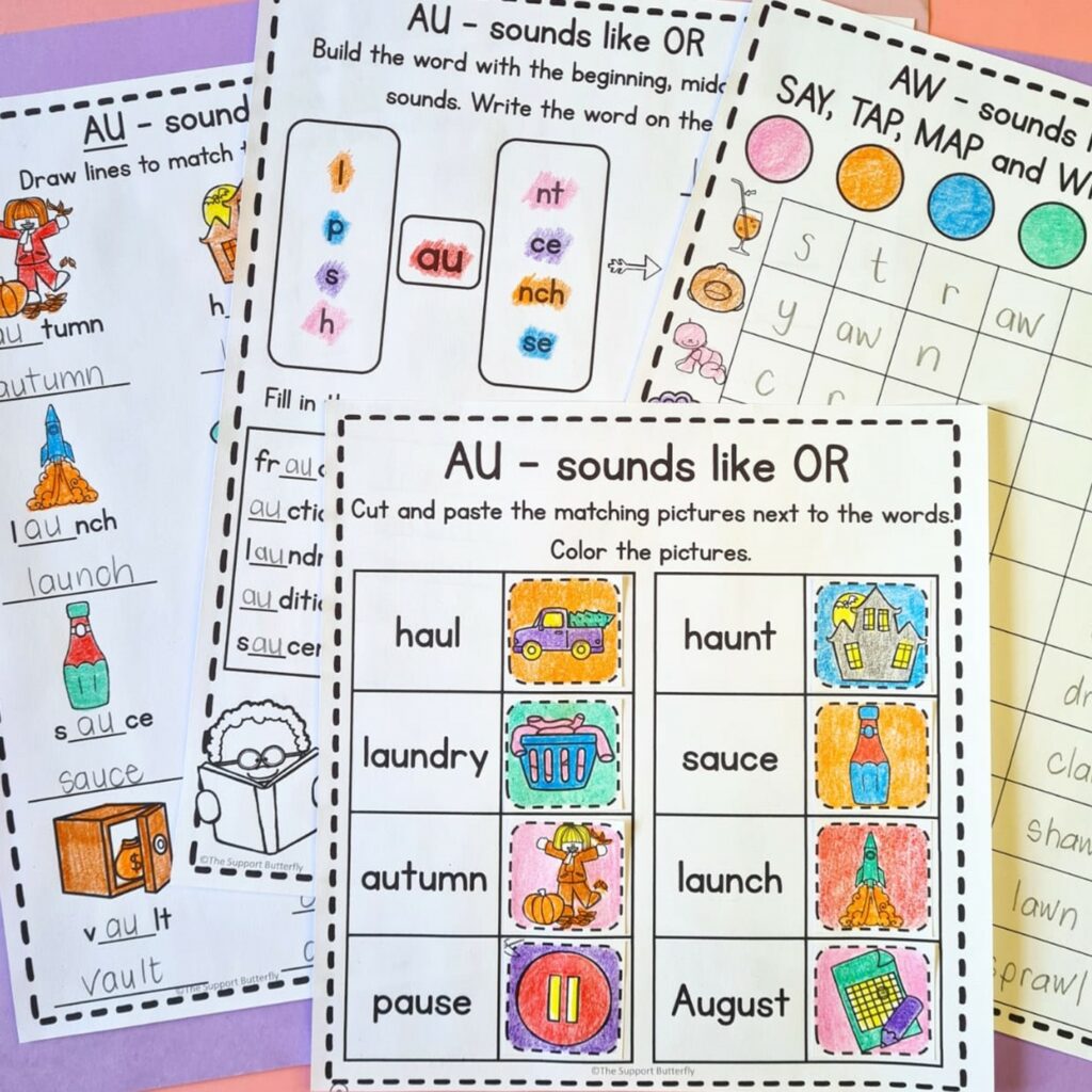 AU and AW Diphthong Worksheets | Made By Teachers
