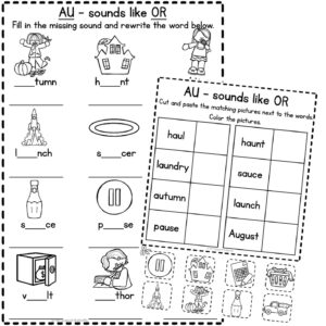 AU and AW Diphthong Worksheets | Made By Teachers