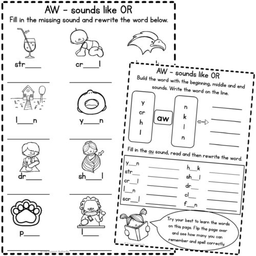 AU and AW Diphthong Worksheets | Made By Teachers