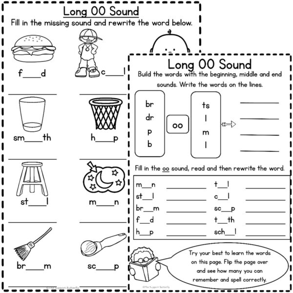 Long OO and Short OO Diphthong Worksheets | Made By Teachers