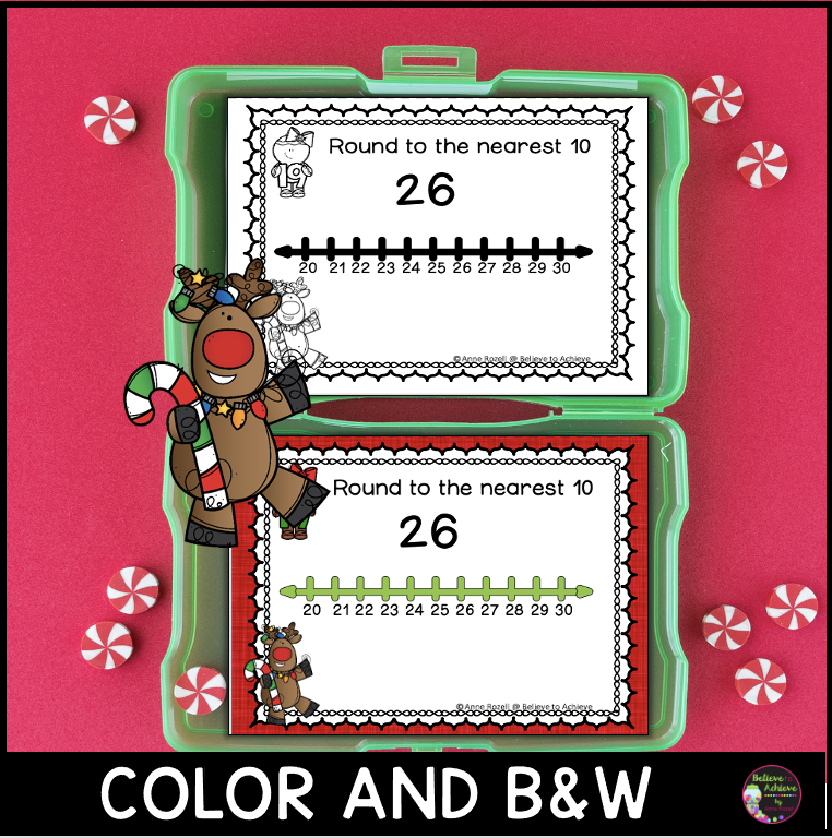 Christmas Rounding to Nearest 10 With Number Lines Task Cards | Made By ...