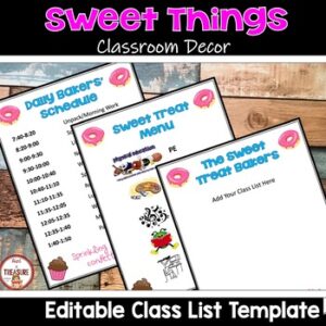 Donut and Cupcake Theme Class List and Schedule | Editable | Made By ...
