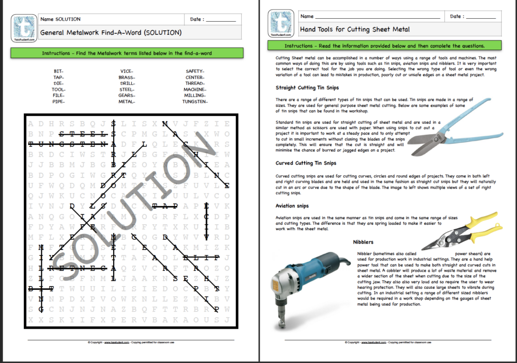 Metalwork Lessons for Busy Teachers Set 1 - "General Metalwork" | Made ...