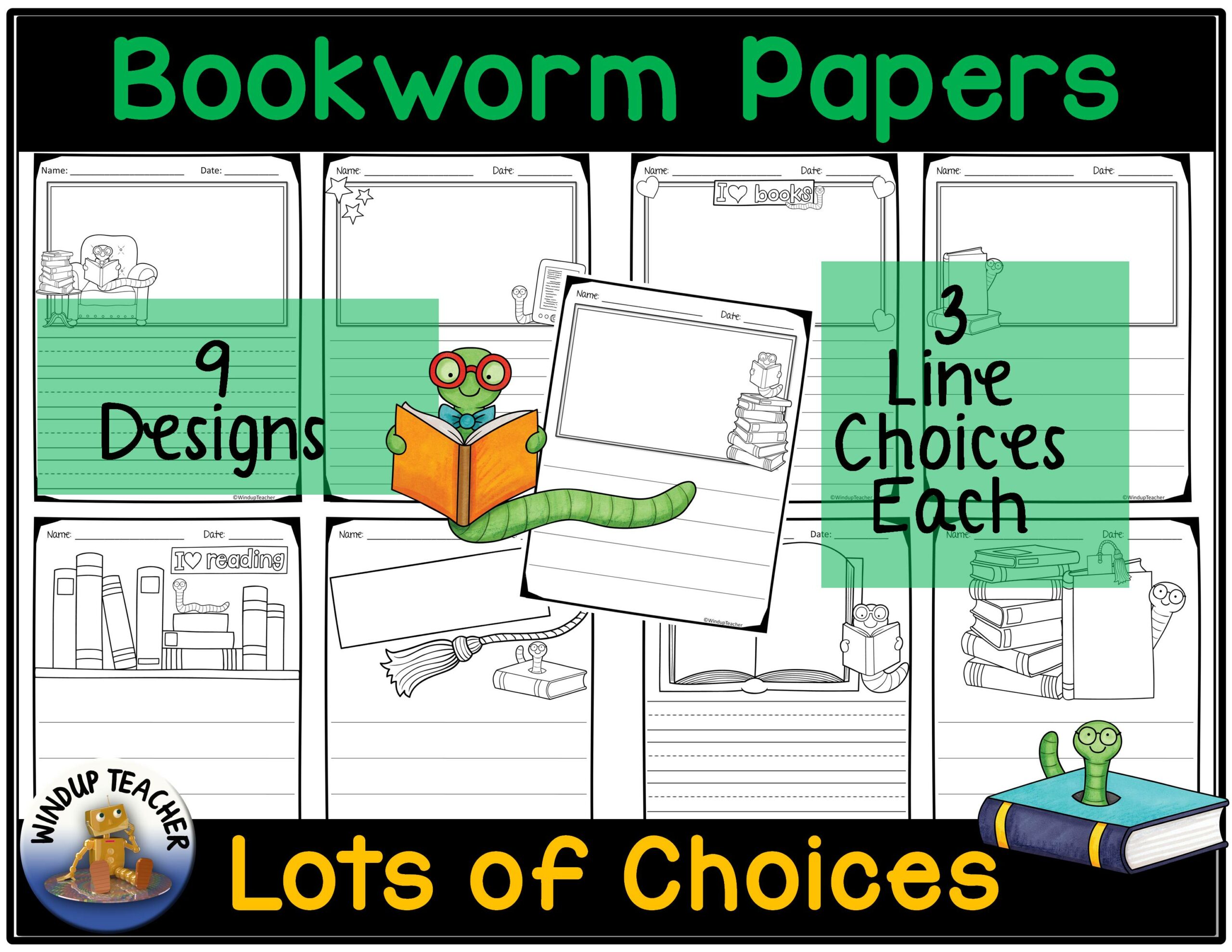 Bookworm Writing Papers | Made By Teachers